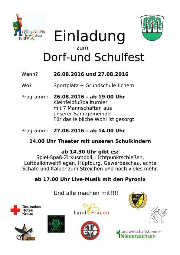 Dorffest am 26. und 27. August – Gemeinde Echem